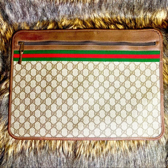 Gucci | Bags | Vintage Gucci Web Shelly Line Portfolio Document Folder ...